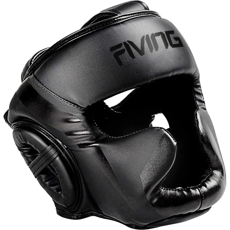 FIVING Full-Covered Boxing Helmet Muay Thai PU Leather Training ...