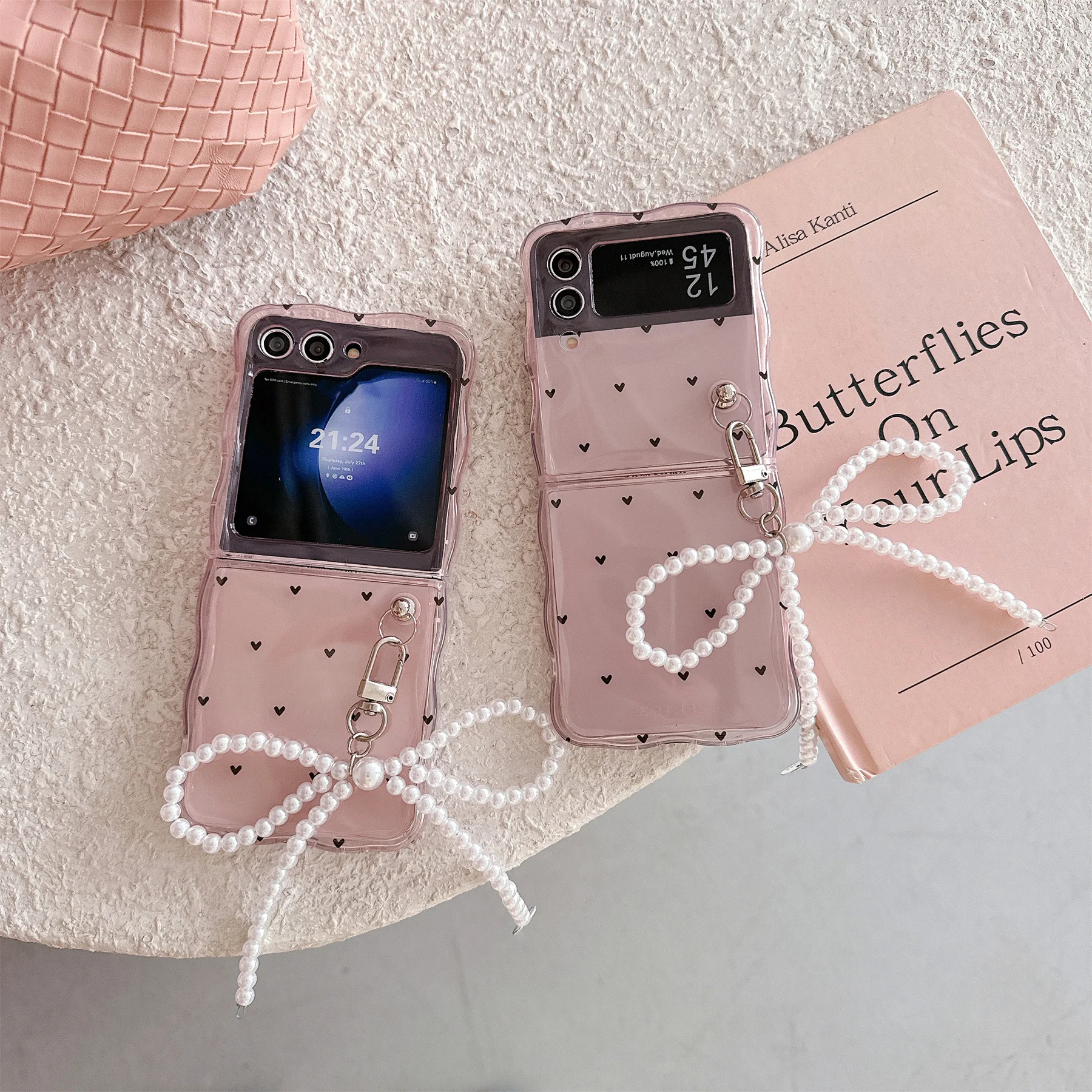 Fresh-Twisted-Edge-Full-Screen-Love-Pearl-Bow-Hanger-Case-for-Samsung ...