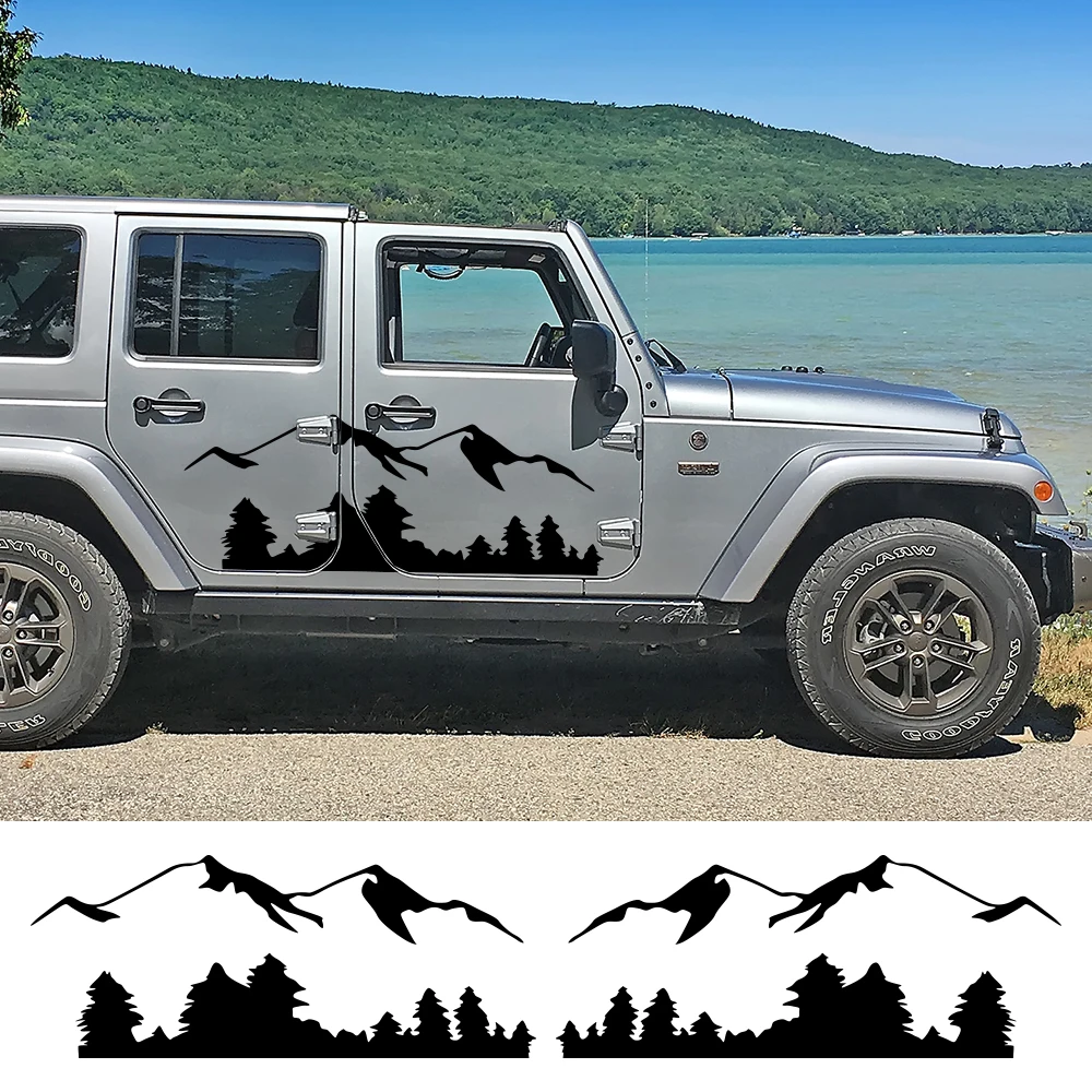 Car Door Side Stickers For Jeep Wrangler JK JL TJ YJ Mountain Peak ...