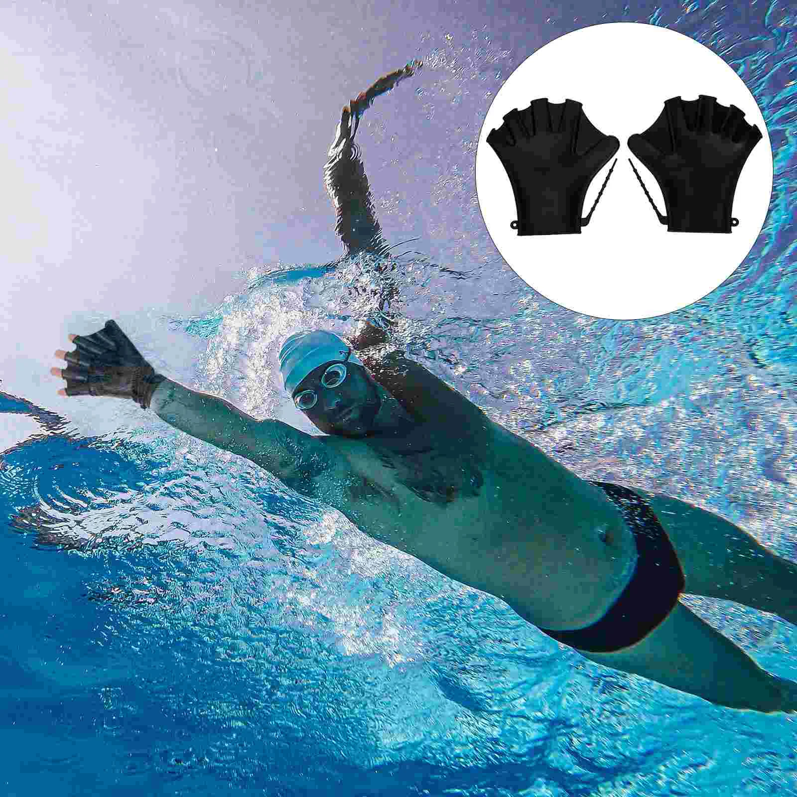 Swimming-Gloves-Water-Resistance-Practicing-Hand-Cover-Gym-for-Men-Use ...