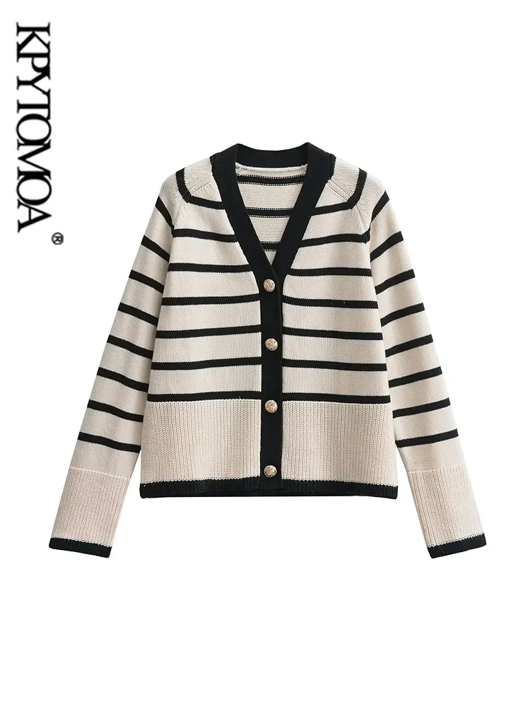 Kpytomoa Women S Oversized Striped Knit Cardigan Long Sleeve Sweater