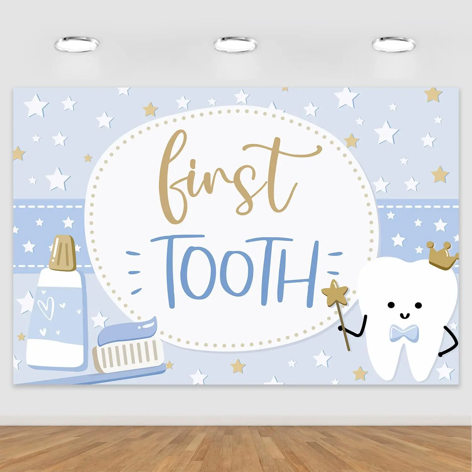 Kreat4joy First Tooth Backdrop for Boys Cute Teeth Toothpaste ...