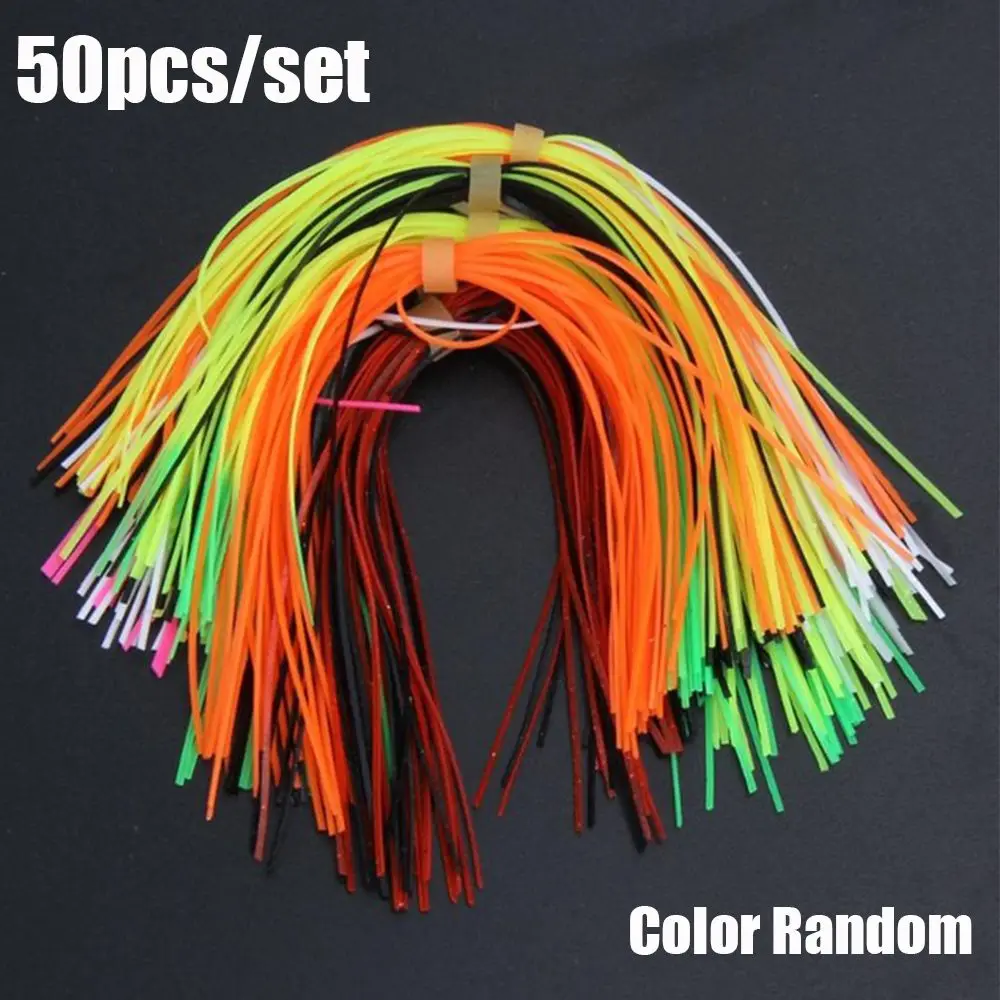 50 Pcs Artificial Lures Silicone Skirts Jig Bait Windless Rubber Squid ...