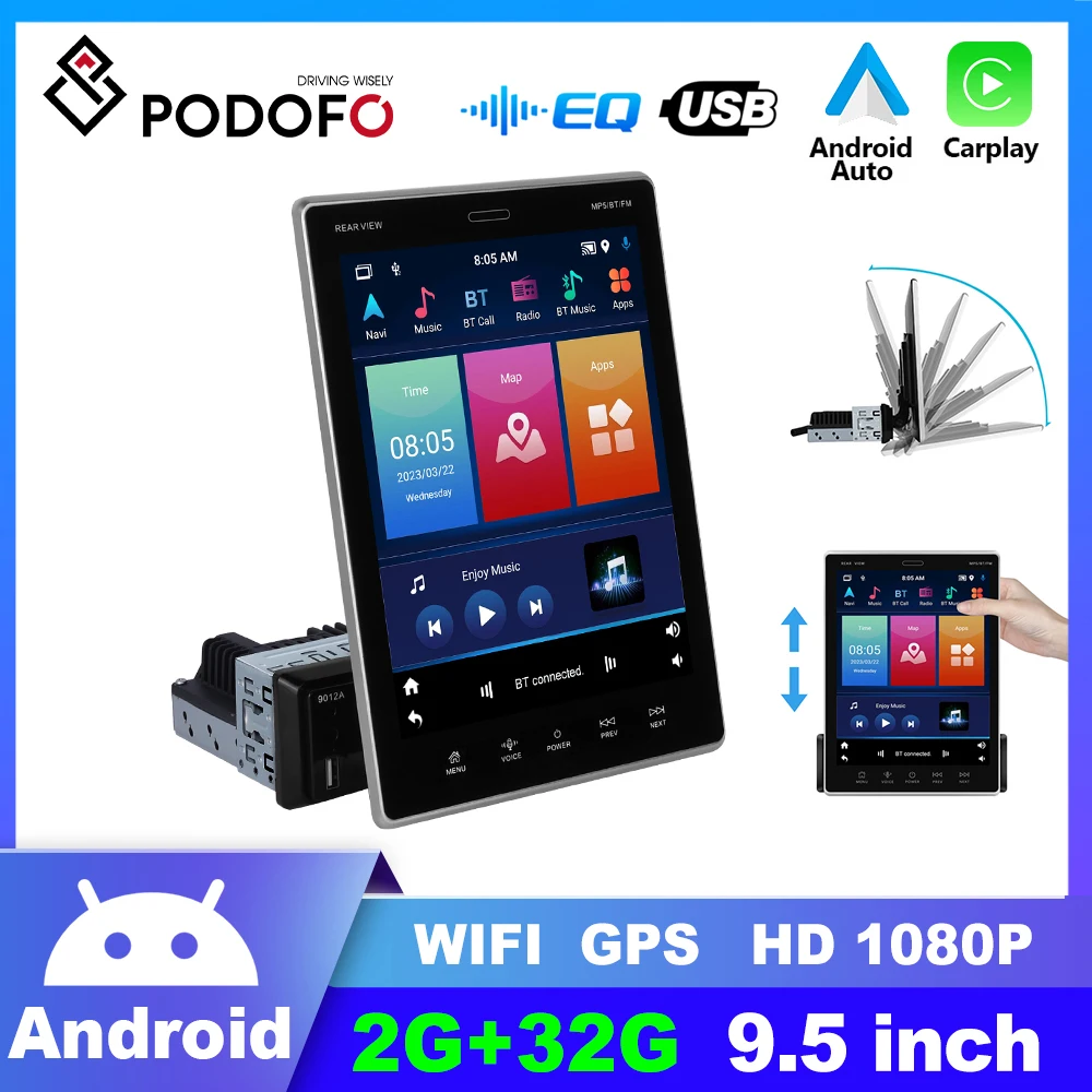 Podofo-Android-1-Din-Car-Radio-Vertical-Screen-Universal-Carplay-Car ...