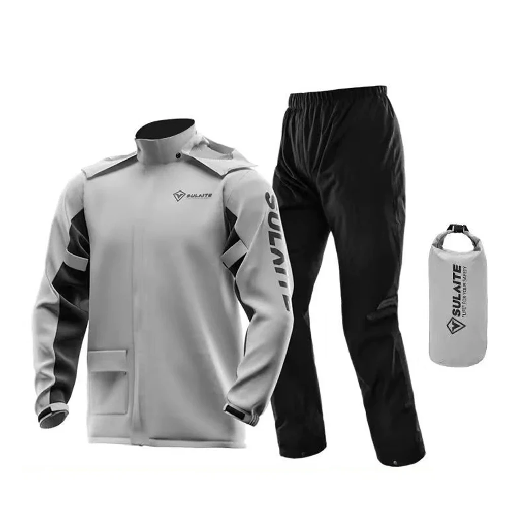 SULAITE-Reflective-Motorcycle-Raincoat-Suit-Waterproof-Raincoat-Rain ...