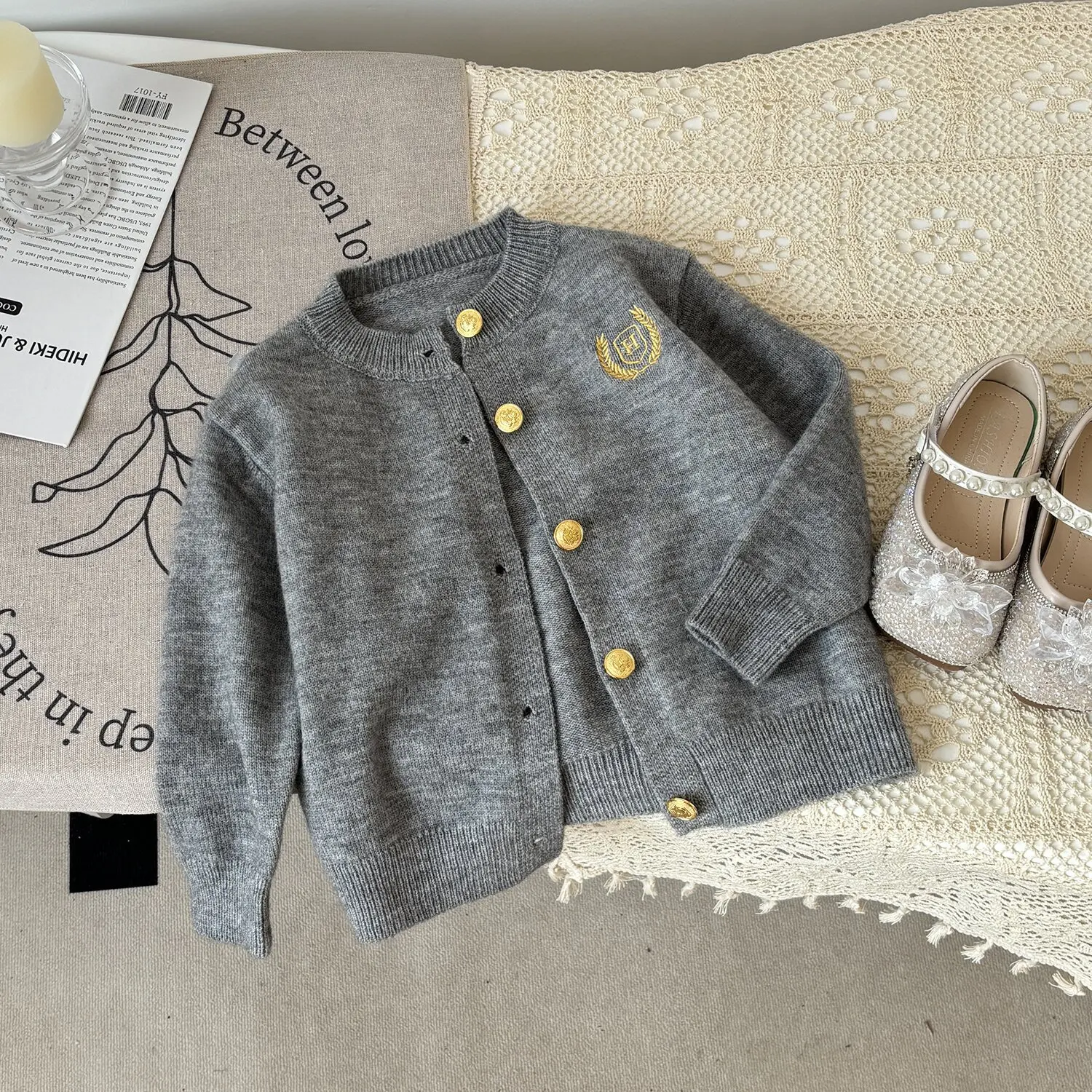 Girls-Gray-Sweater-Coat-Children-2024-New-Autumn-Collection-Fashion ...