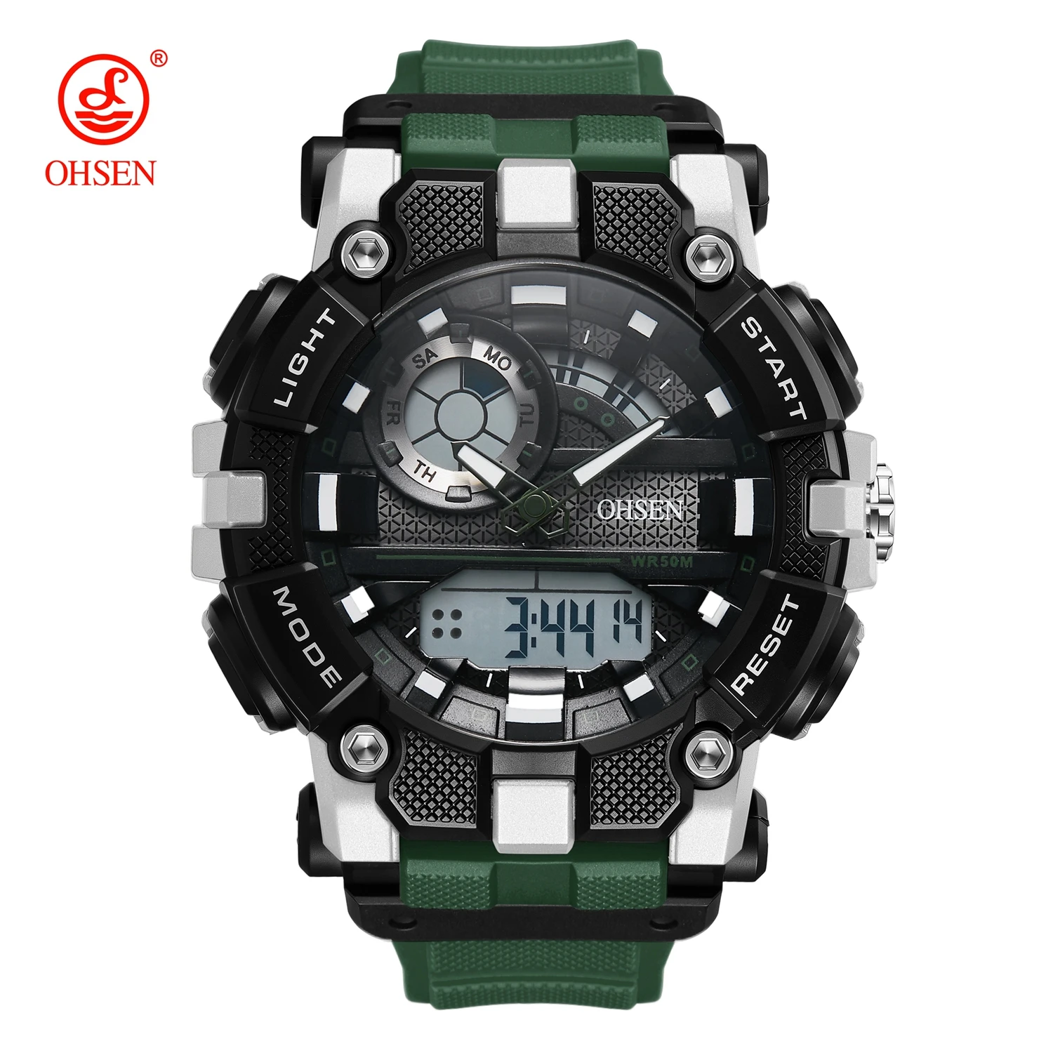OHSEN Men Watches 50m Waterproof Sports Watch for Man Green Military ...