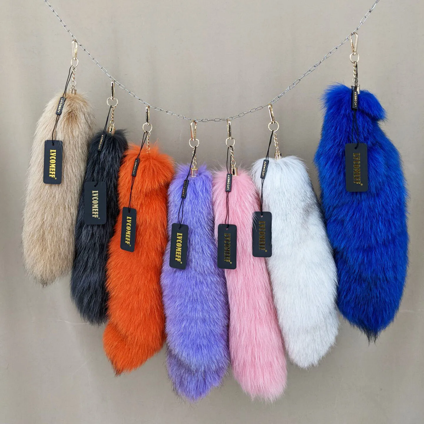 Natural Fox Fur Tail Keychain for Women, Furry Accessory, Chic Y2K ...