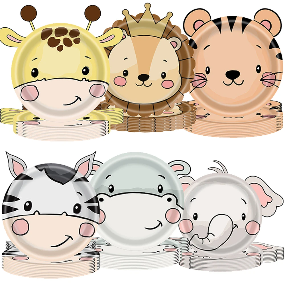 Jungle-Animals-Party-Paper-Plates-Tiger-Lion-Elephant-Giraffe-Animal ...