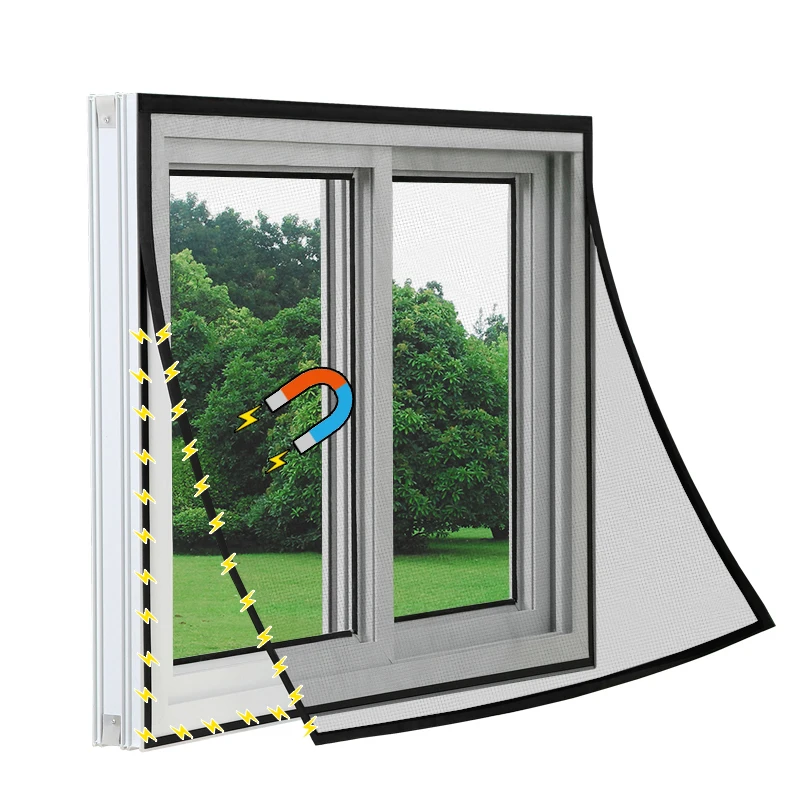 The new magnetic screen mosquito net has a custom size of black ...