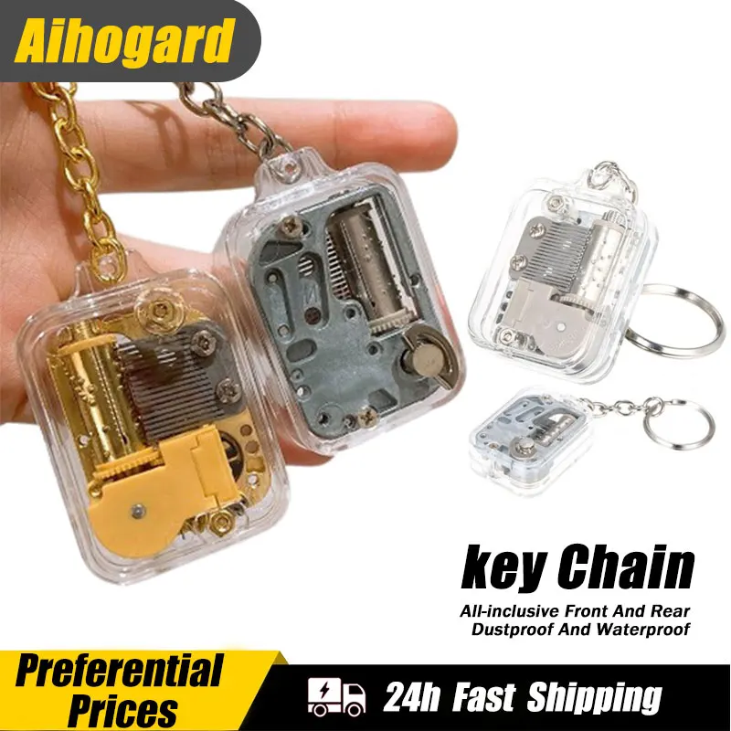 1-2PCS-Kids-Mini-Music-Box-Movement-Keychain-Handy-Crank-Musical ...