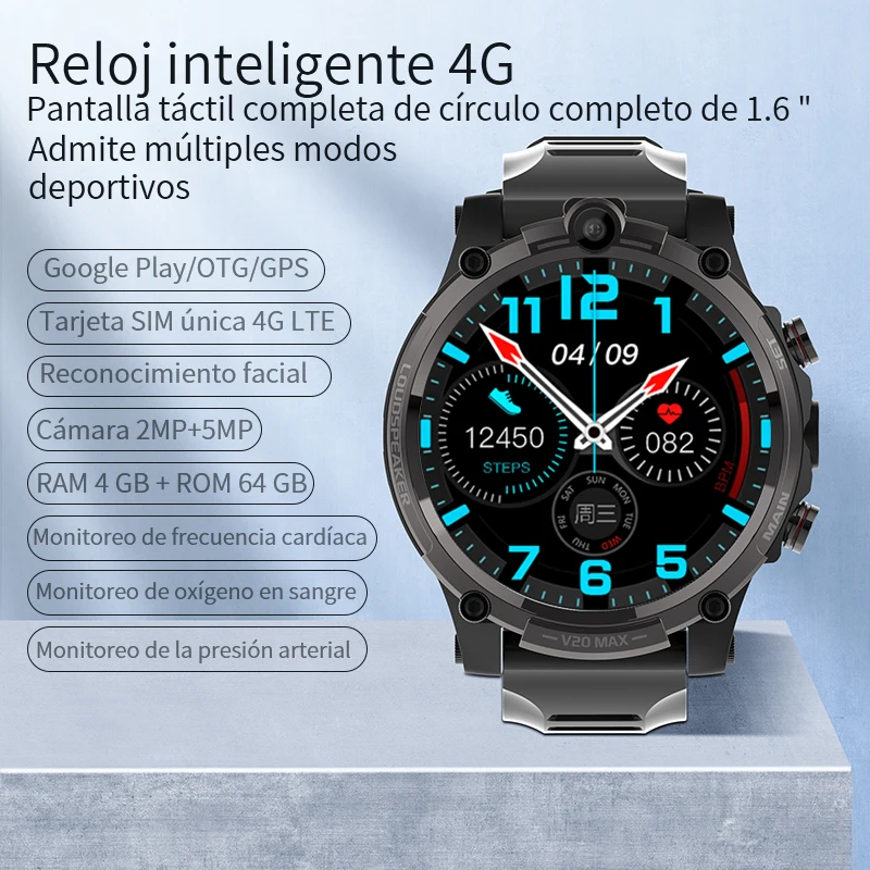 KOM1-4G-reloj-inteligente-4G-64GB-Android-8-1-c-mara-Dual-pantalla ...