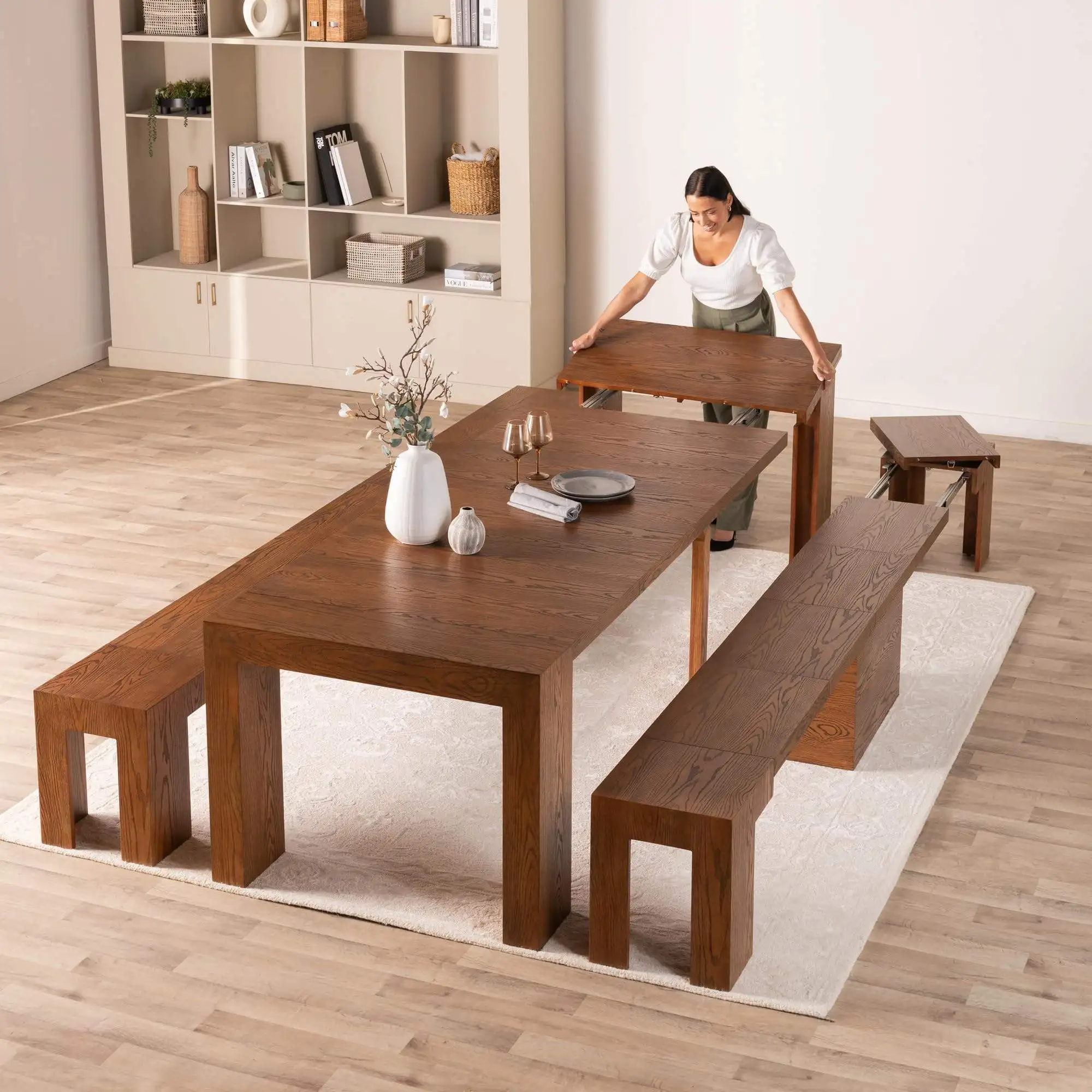 Custom Luxury Natural Wood Folding Dining Table Set Best Bar Table with ...