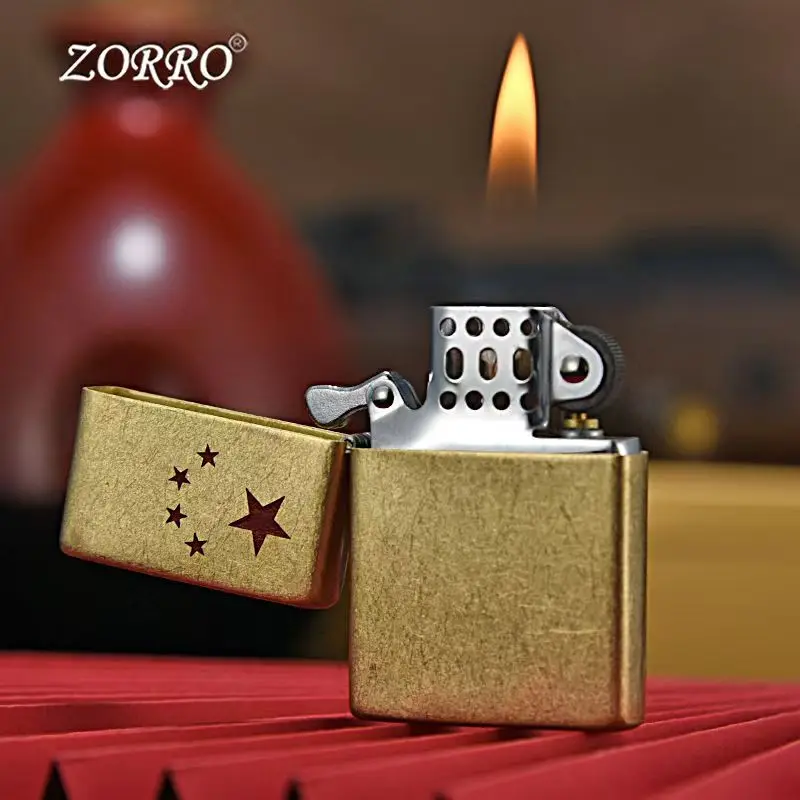 ZORRO ZC9 Classic Ultra-thin Cotton oil Lighter, Retro Grinding Wheel ...