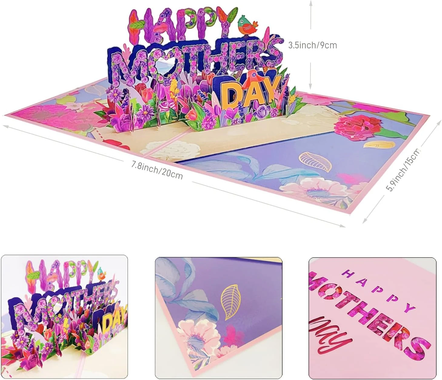 3D Pop Up Mothers Day Cards Gifts Floral Bouquet Greeting Cards With ...
