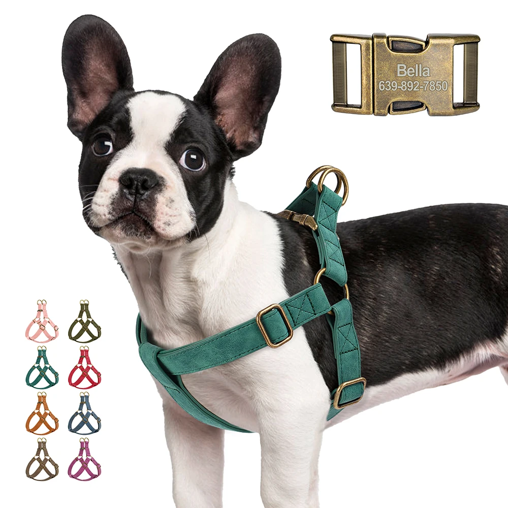 7 Color Custom Dog Harness Personalized Dog Leather Harness Vest Free ...