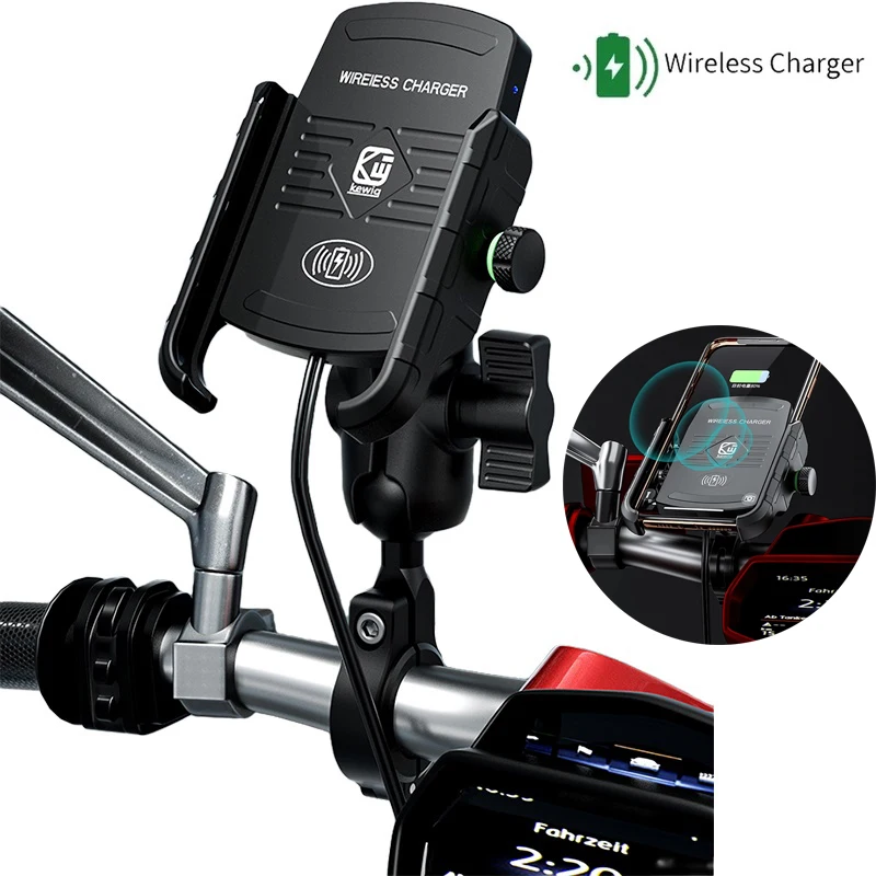 Motorcycle Wireless Charger Phone Mount Waterproof Handlebar Qi ...