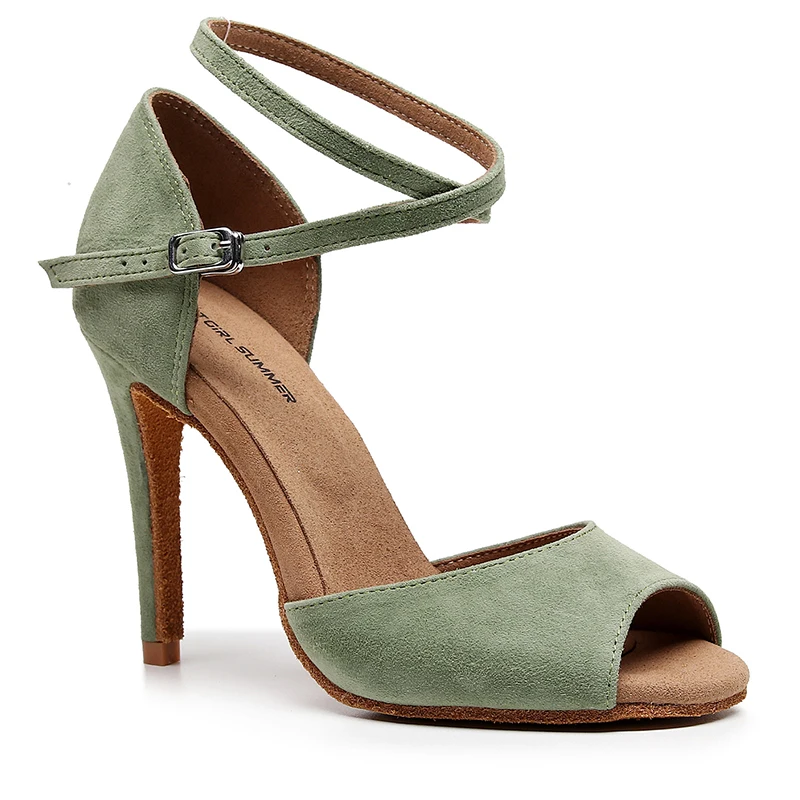 Woman-Latin-Ballroom-Green-Modern-Dance-Shoes-Suede-Rubber-Sole-Jazz ...