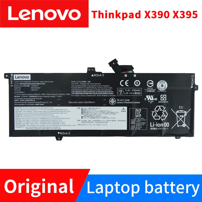 New Lenovo notebook battery Thinkpad X390 X395 TP00106A/B/C L18C6PD2 ...