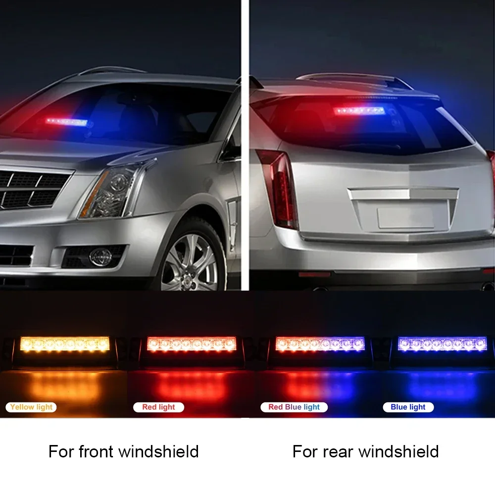 12V-Car-Front-Windshield-Shovel-Light-8LED-Red-and-Blue-Police-Strobe ...