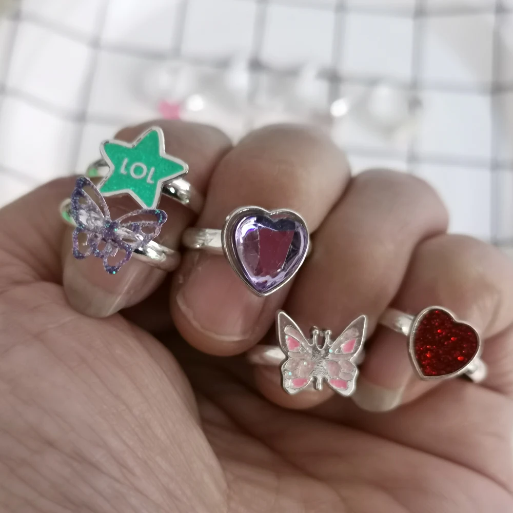 12-36PCS-Cute-Adjustable-Rings-for-Children-Girls-Pretend-Play-Makeup ...