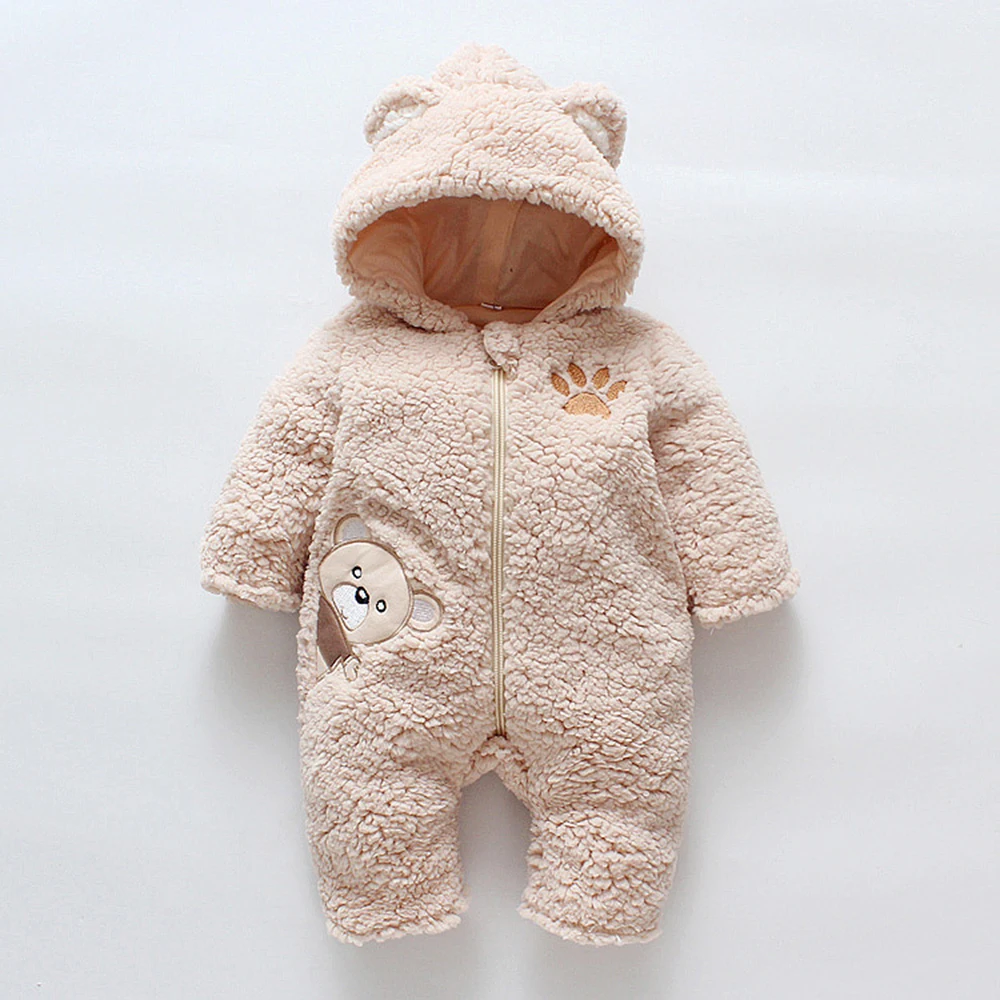 Lamb-hair-cartoon-bear-embroidered-baby-jumpsuit-winter-new-girl-baby ...