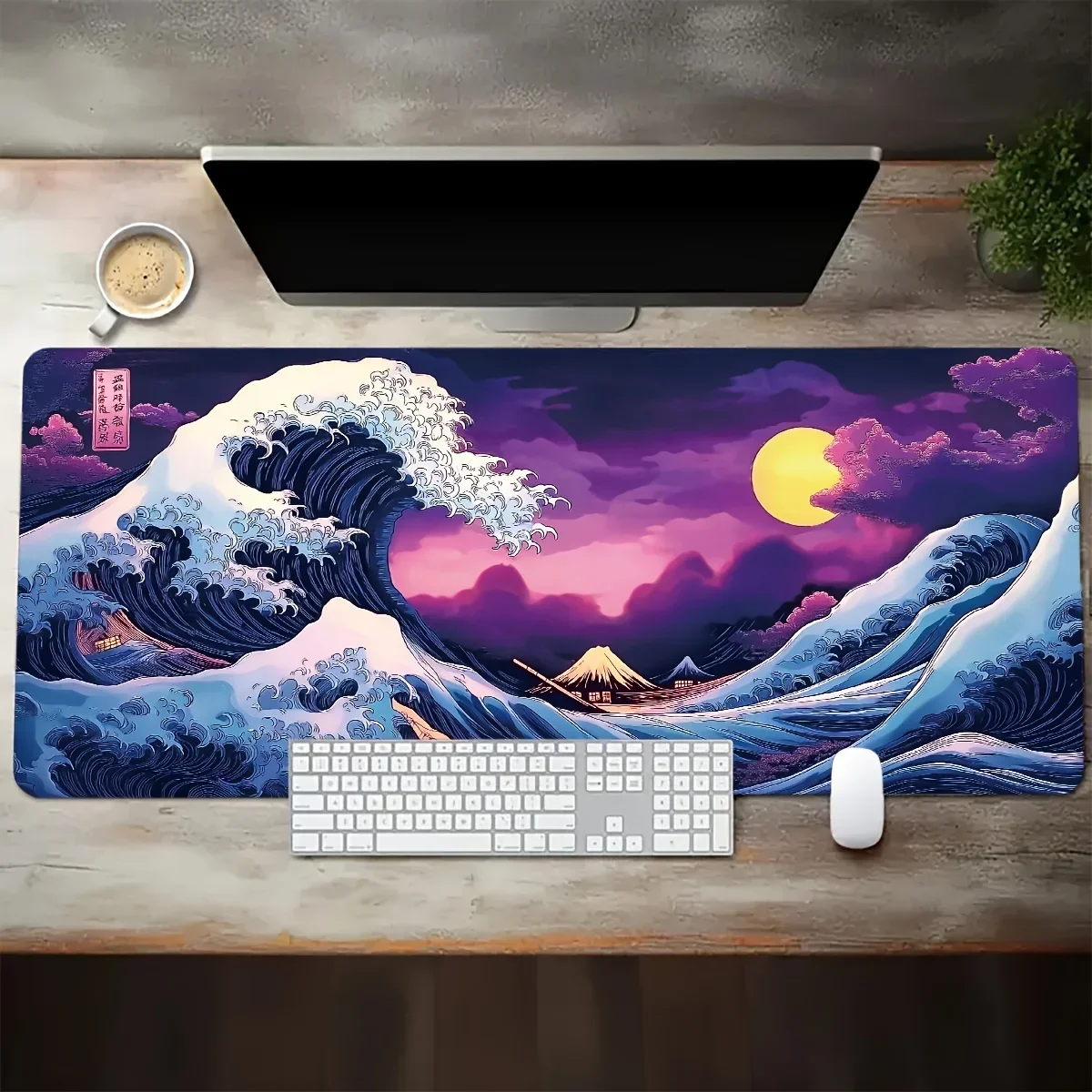 Large Japanese Wave Art Mouse Pad Computer Office Game Table Mats XXL ...