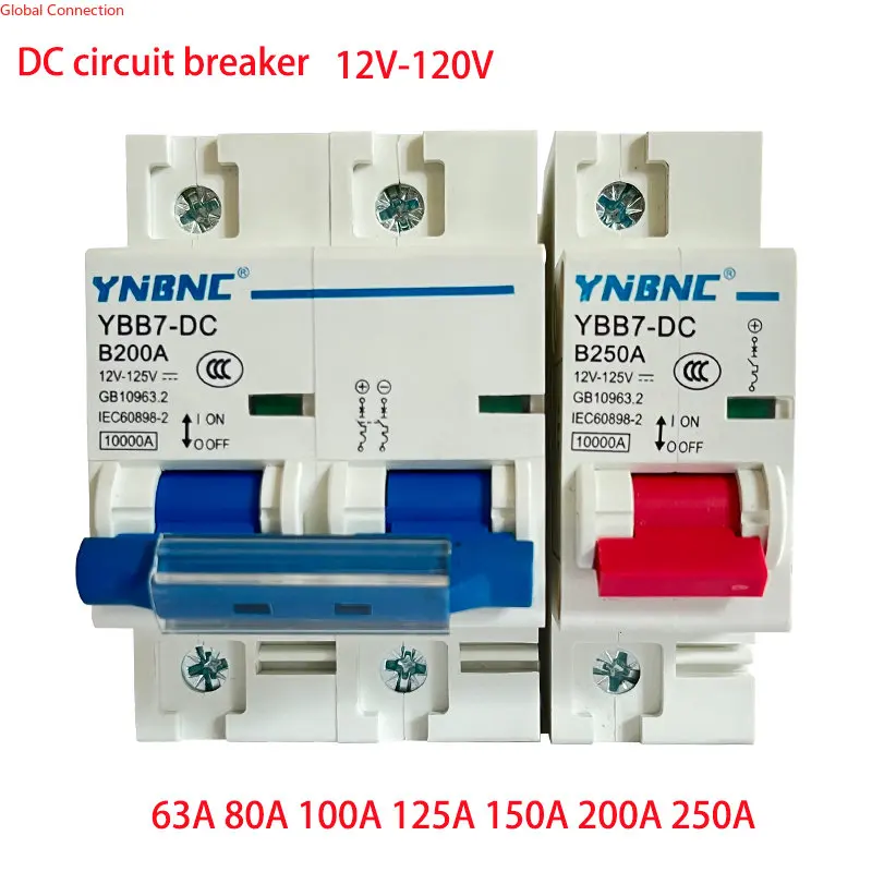 1P 2P 80A 100A 125A 150A 200A 250A DC Circuit Breaker for 12V 24V 36V 48V 60V 72V 120V Solar ...