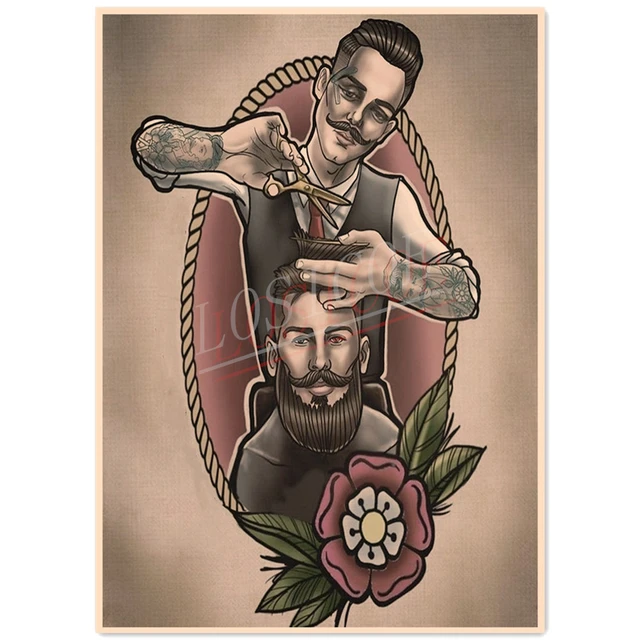 Barber Tattoo Flash