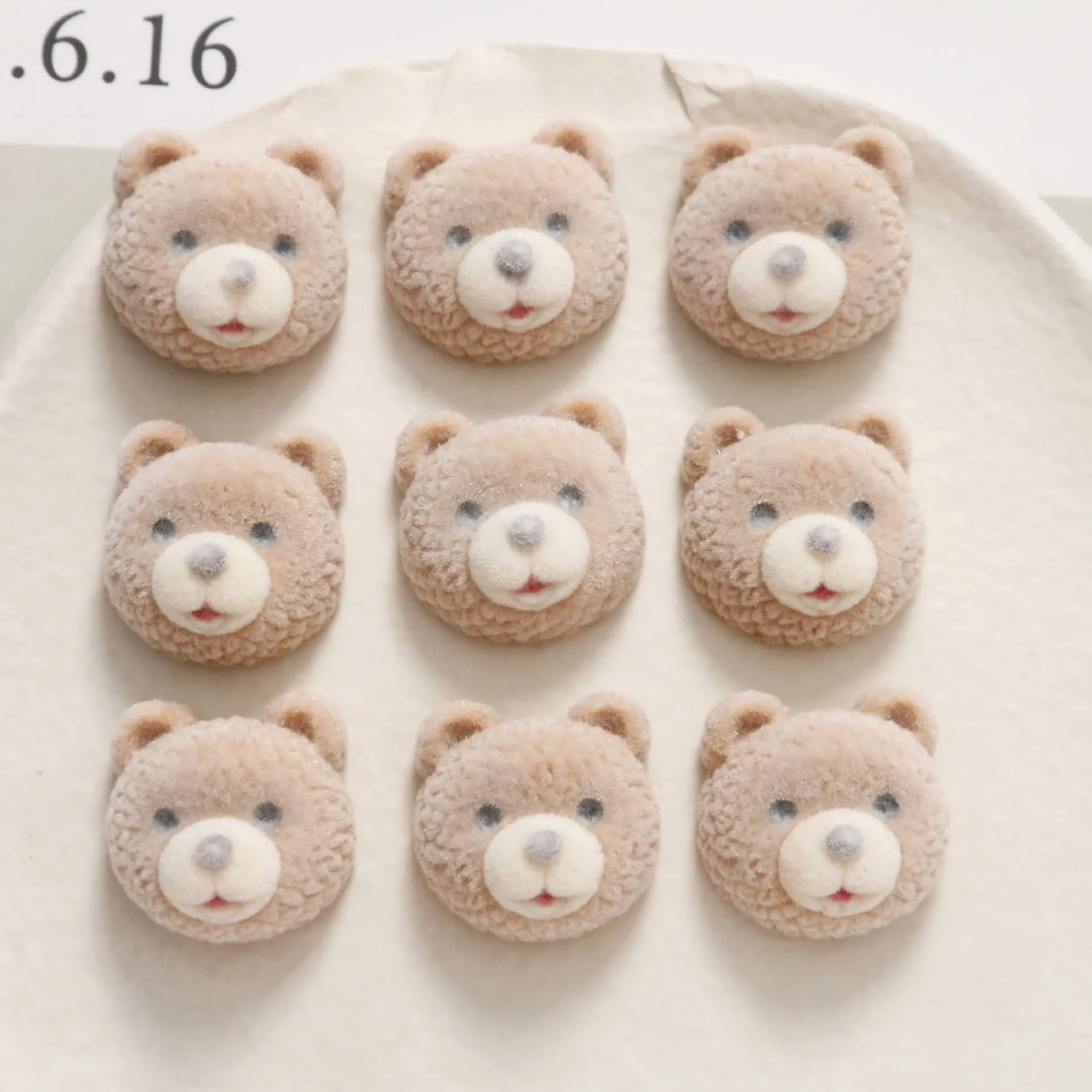 5pcs-kawaii-cute-cartoon-plush-flocking-bear-head-resin-Flatback-Resin ...