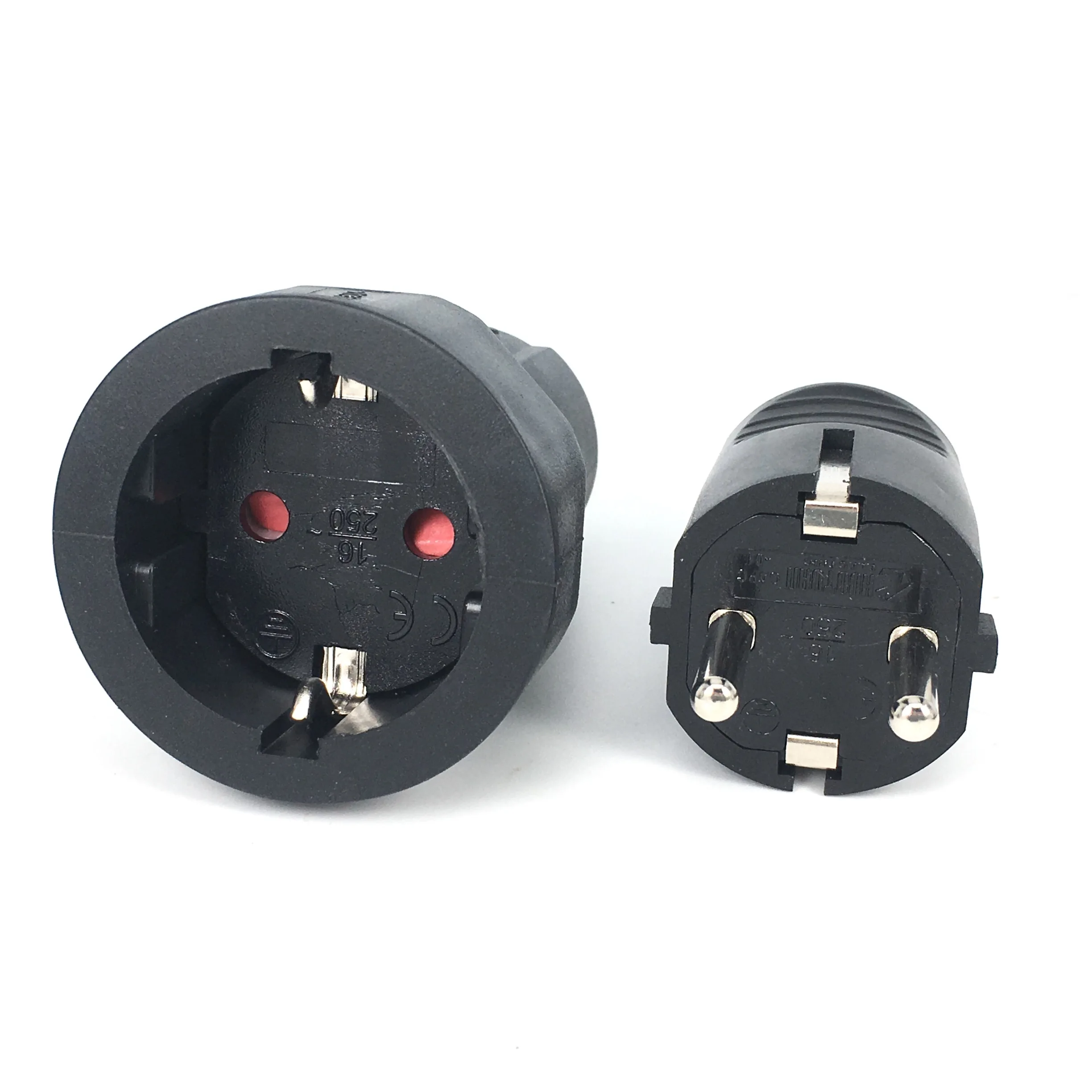 Black PVC 16A 250V EU power cord male female wiring plug detachable ...
