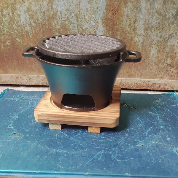 Mini-Cast-Iron-Charcoal-BBQ-Grill-Barbecue-Buffet-One-Person-Portable ...
