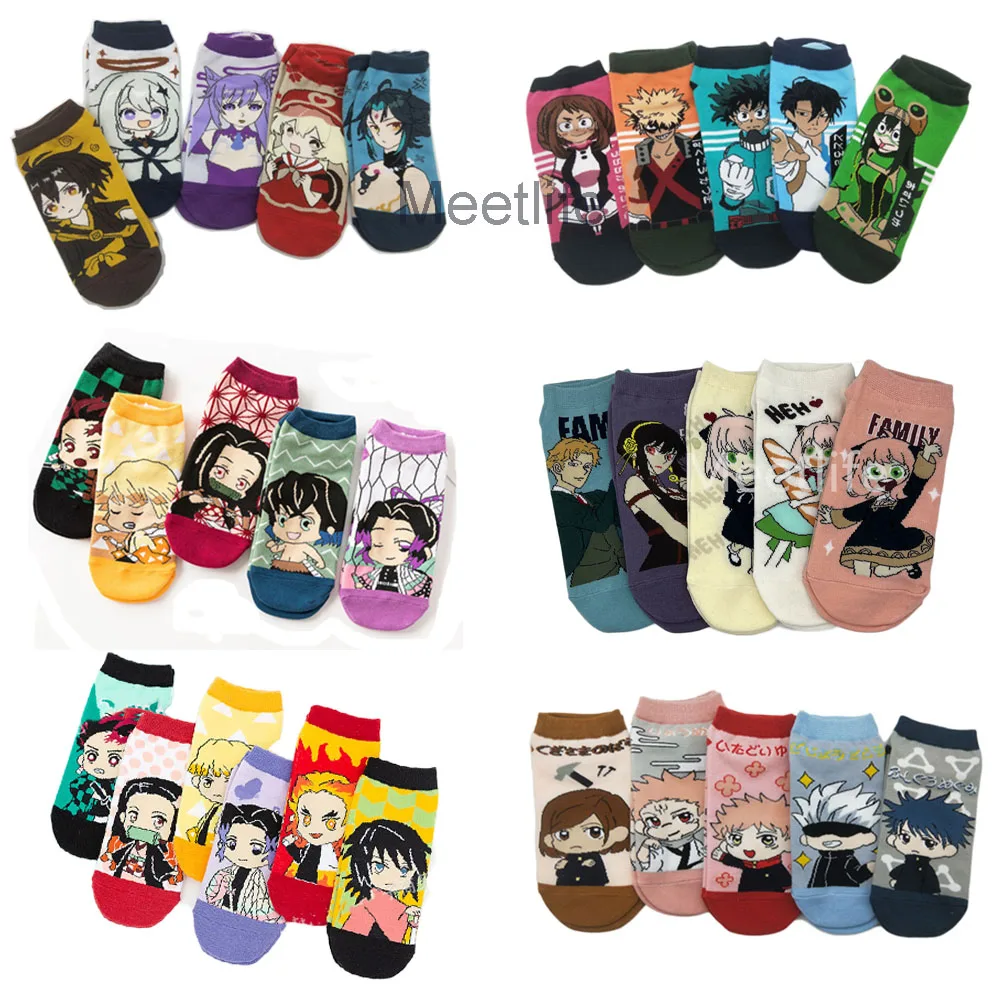 5-Pairs-Anime-Socks-Demon-Slayer-Spy-Family-Footsocks-Adults-Kids-Boku ...