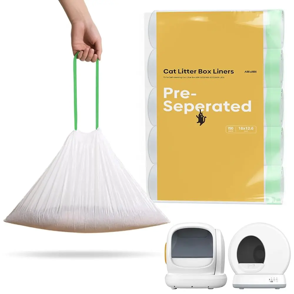 150 Count Meow Cat Litter Bags Liners Fit For Self-Cleaning Cat Litter ...