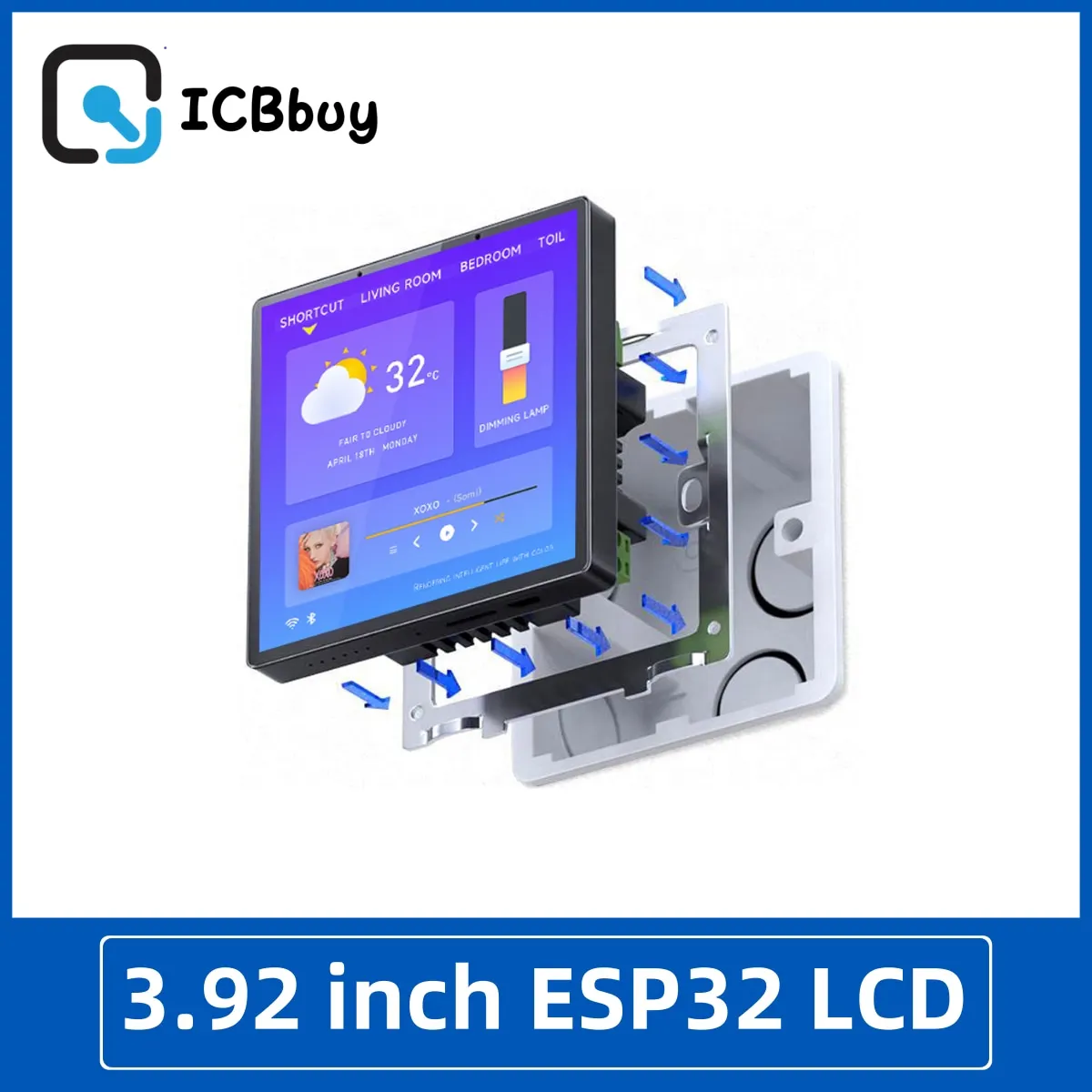 3.92 inch IPS LCD touch display esp32-S3 wall panel Smart wall switch ...