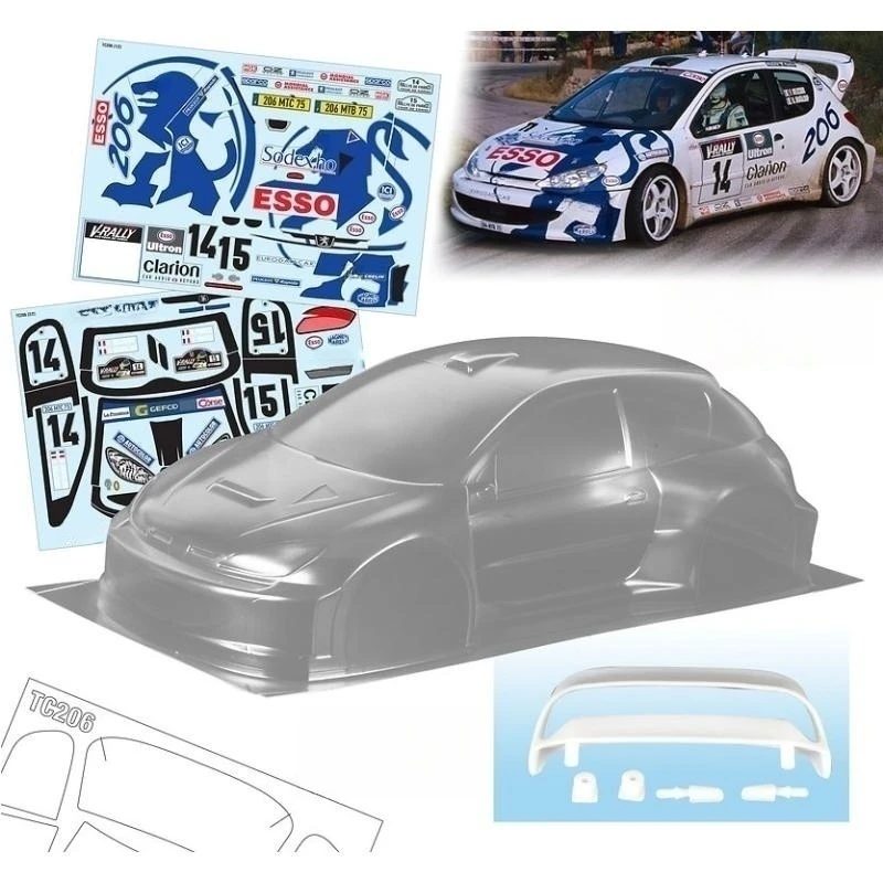 190mm-Bodies-Rc-Rally-Car-Bodywork-1-10-Scale-Peugeott-206-Clear-Body ...