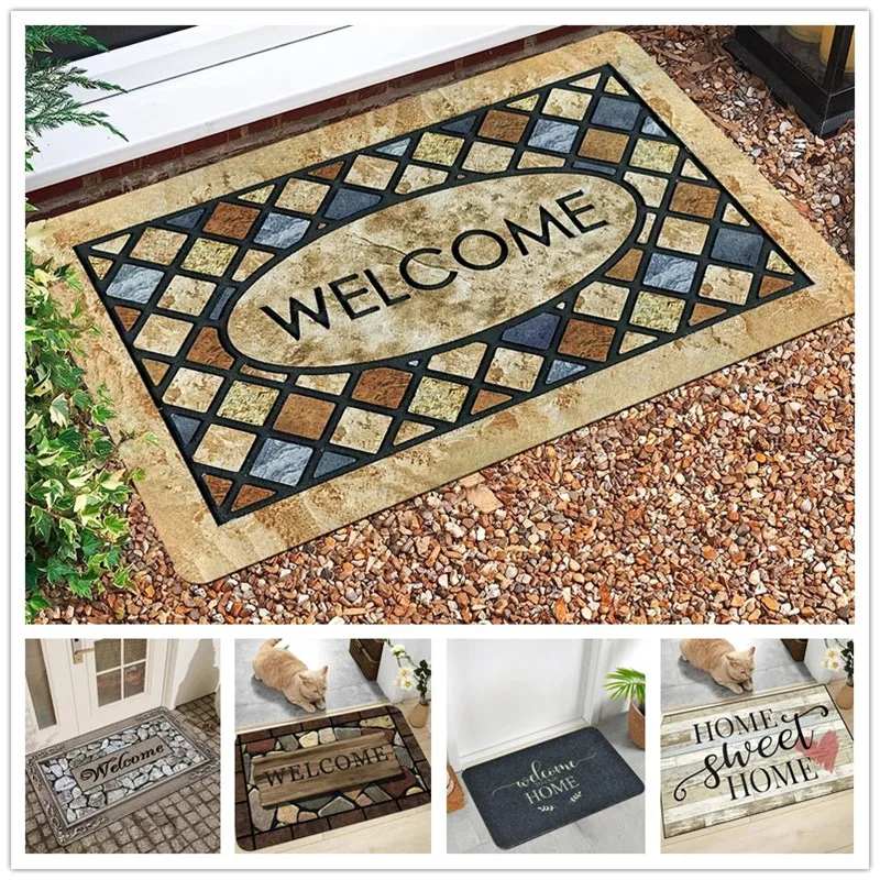 Vintage-Lattice-Letter-Print-Door-Mat-Anti-Slip-Polyester-Floor-Rug-For-Kitchen-Living-Room ...
