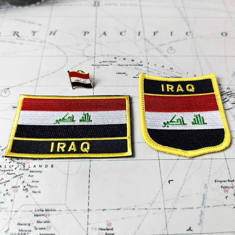 Iraq-National-Flag-Embroidery-Patches-Badge-Shield-And-Square-Shape-Pin ...