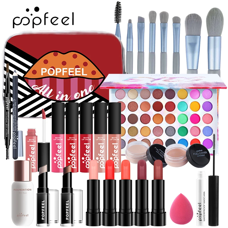 POPFEEL All In One Makeup Case Full Professional Makeup Kit Eyeshadow ...