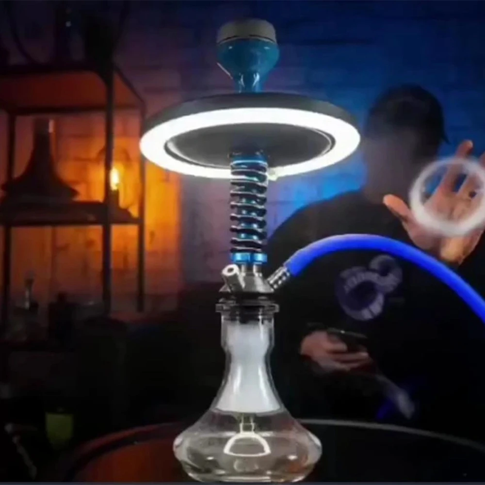 Moda arábia hookah 6 Polegada led anel lâmpada shisha colorido painel de luz para fumar ...