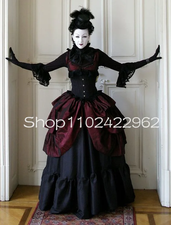 Baroque-and-Rococo-Prom-occasion-Dresses-Long-Sleeve-Black-Burgundy ...