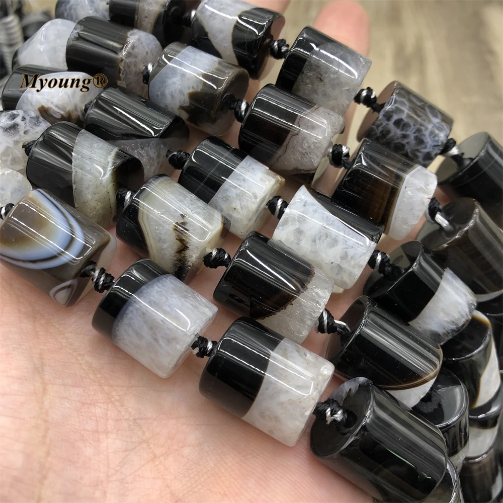 14x15-16mm-Large-Cylinder-Shape-Black-And-White-Agates-Quartz-Druzy ...