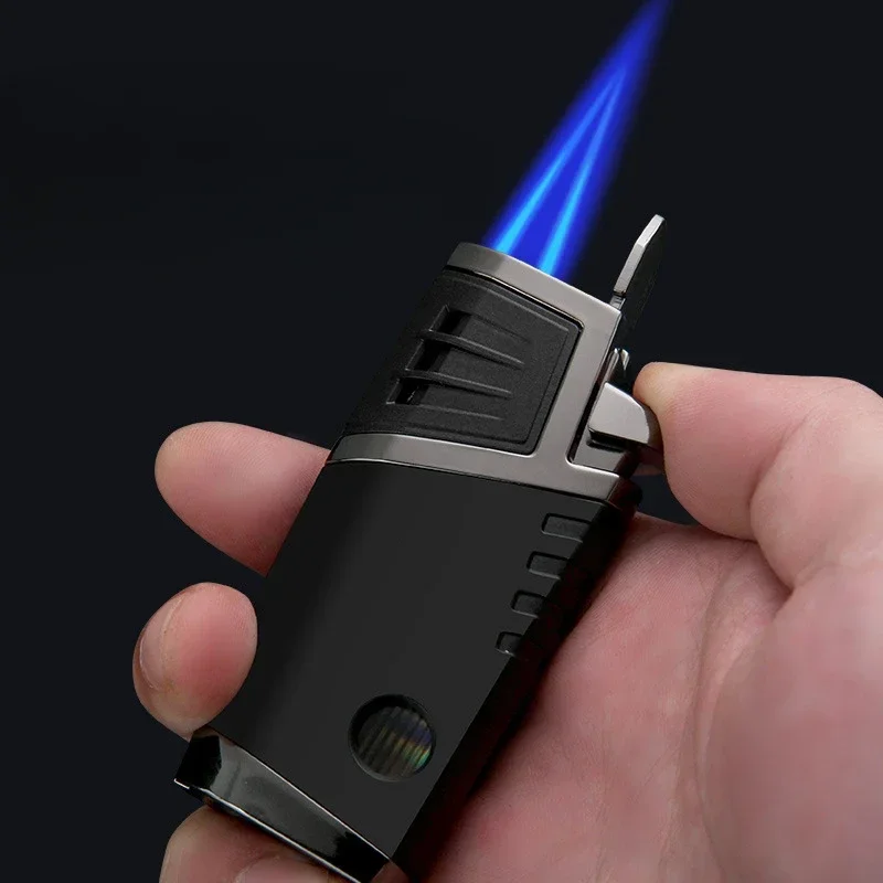 Honest High-end multi-functional double straight blue jet flame lighter ...