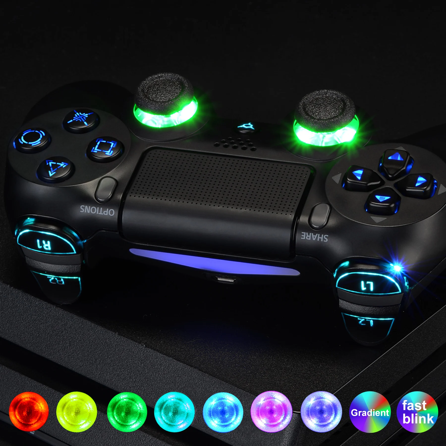 eXtremeRate Multi-Colors Luminated Thumbstick Dpad Trigger Home Face ...