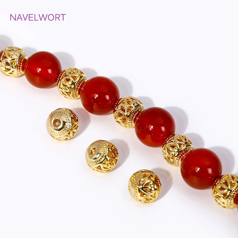 Brass-8mm-Hollow-Pattern-Loose-Beads-18K-Gold-Plated-Round-Spacer-Beads ...