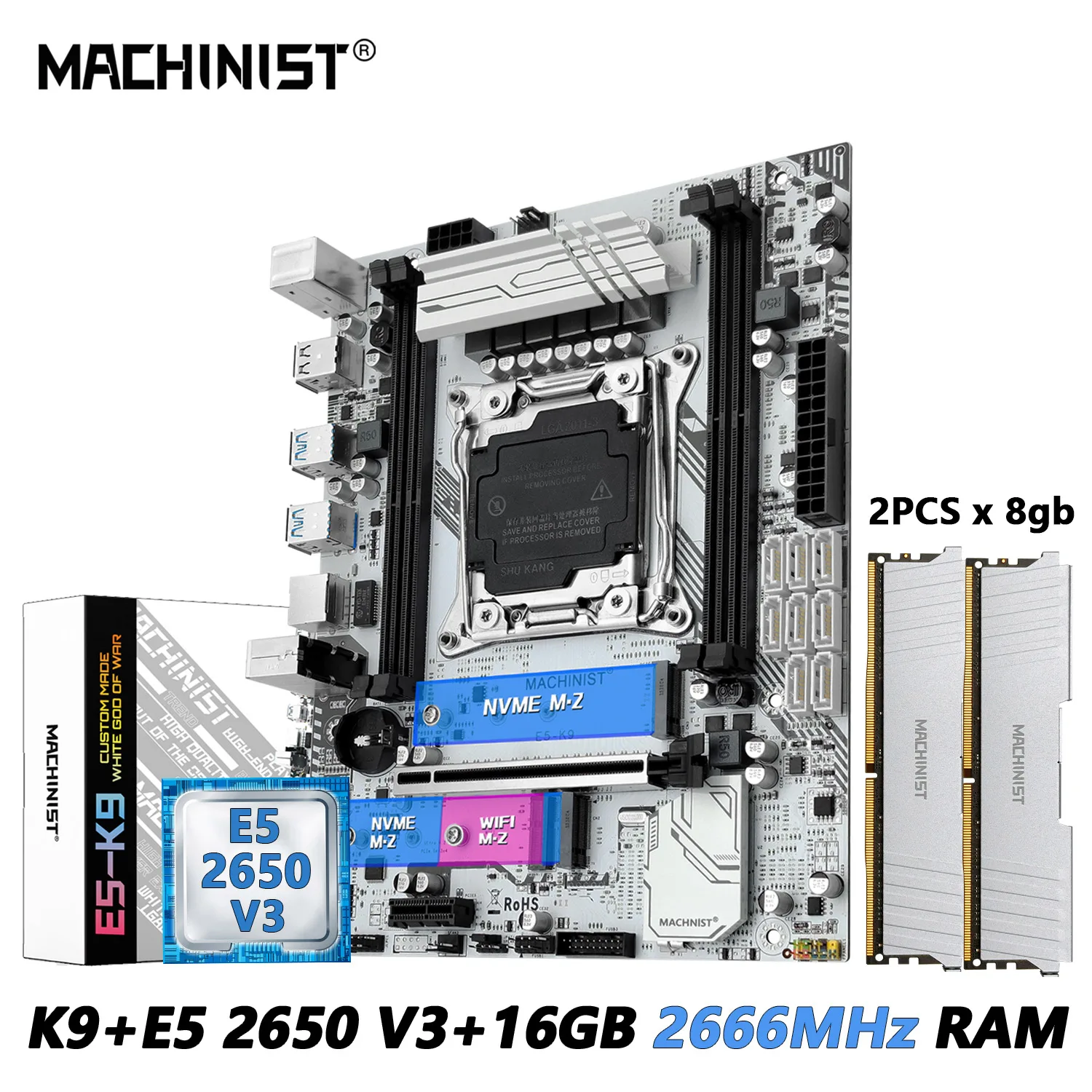 MACHINIST Conjunto de placa base K9 X99 con LGA 2011 3, procesador de CPU Intel Xeon E5 2650 V3 ...