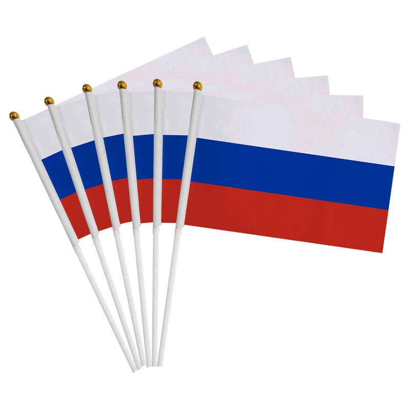 Aerlxemrbrae Custom 100pcs Russia Hand Flag 14*21cm Small Russian Flag ...