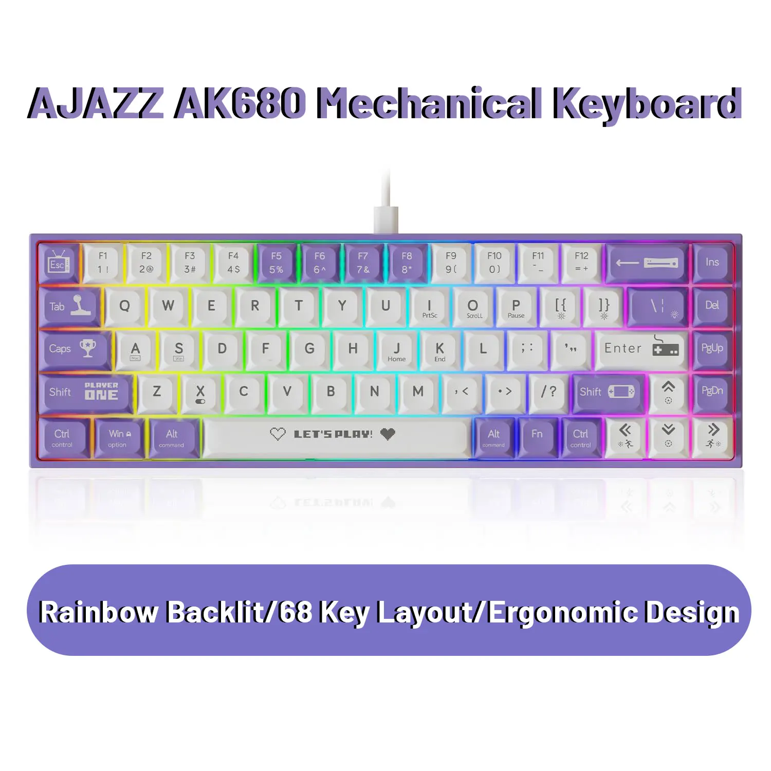 AJAZZ-AK680-Wired-Mechanical-Keyboard-68-Key-Lightweight-Mini-Gaming ...