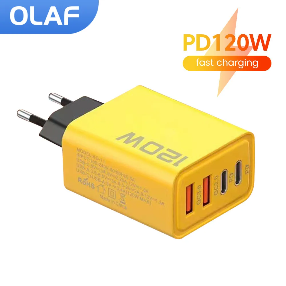 4-Ports-120W-Fast-Charger-USB-Type-C-PD-Fast-Charging-Adapter-Quick ...