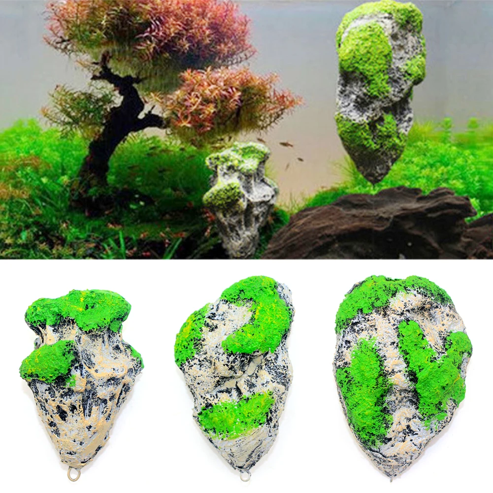Floating Rock Suspended Artificial Stone Aquarium Decor Fish Tank ...